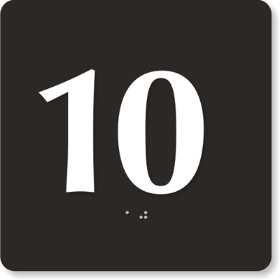 Engraved Braille Sign - Engraved Door Sign with Number '10', SKU - SE ...