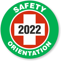 Safety Orientation Choose Year Hard Hat Decals Signs, SKU: HH-0551